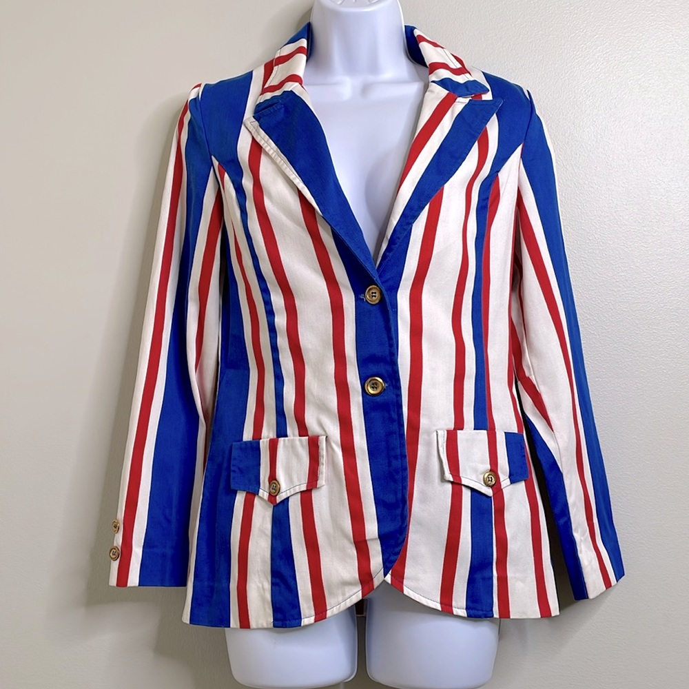 Vintage Bobbie Brooks Red White Blue Vertical Striped… - Gem
